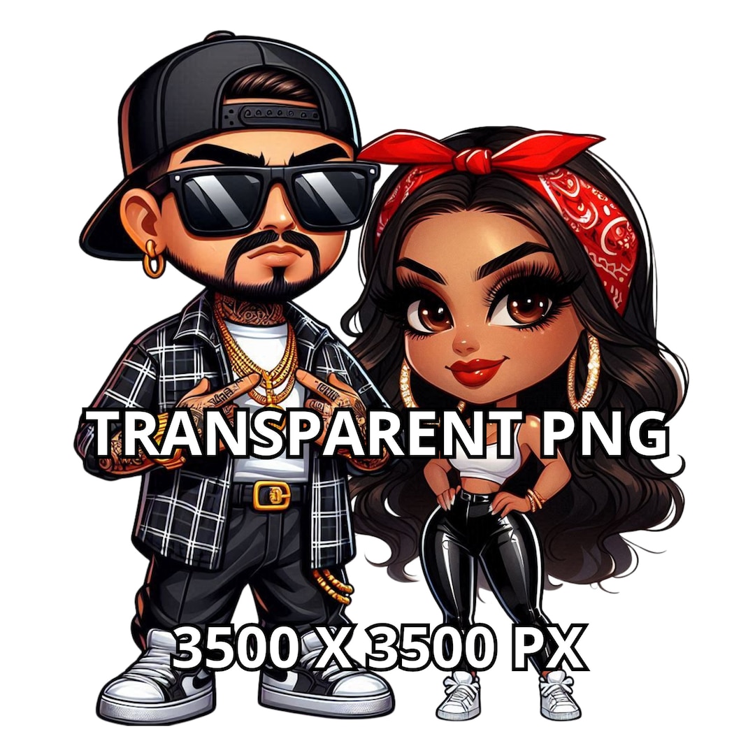 Chibi Chicano Couple Clipart, TRANSPARENT PNG, Latin Couple Png, Love ...