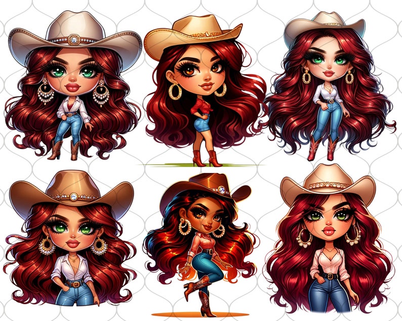 Gorgeous Chibi Latina Cowgirl, 50 Png, Western Girl Png, Cowgirl Png ...