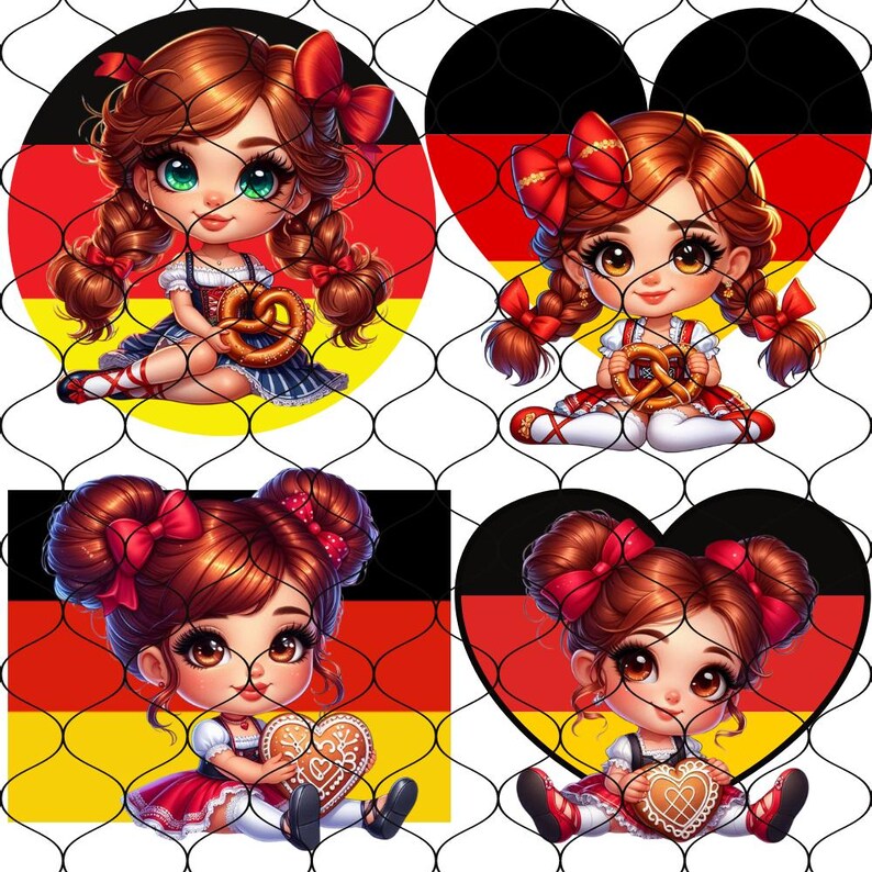 Chibi Cute German Red Hair Baby Girl Clipart, 25 PNG, Germany Png ...