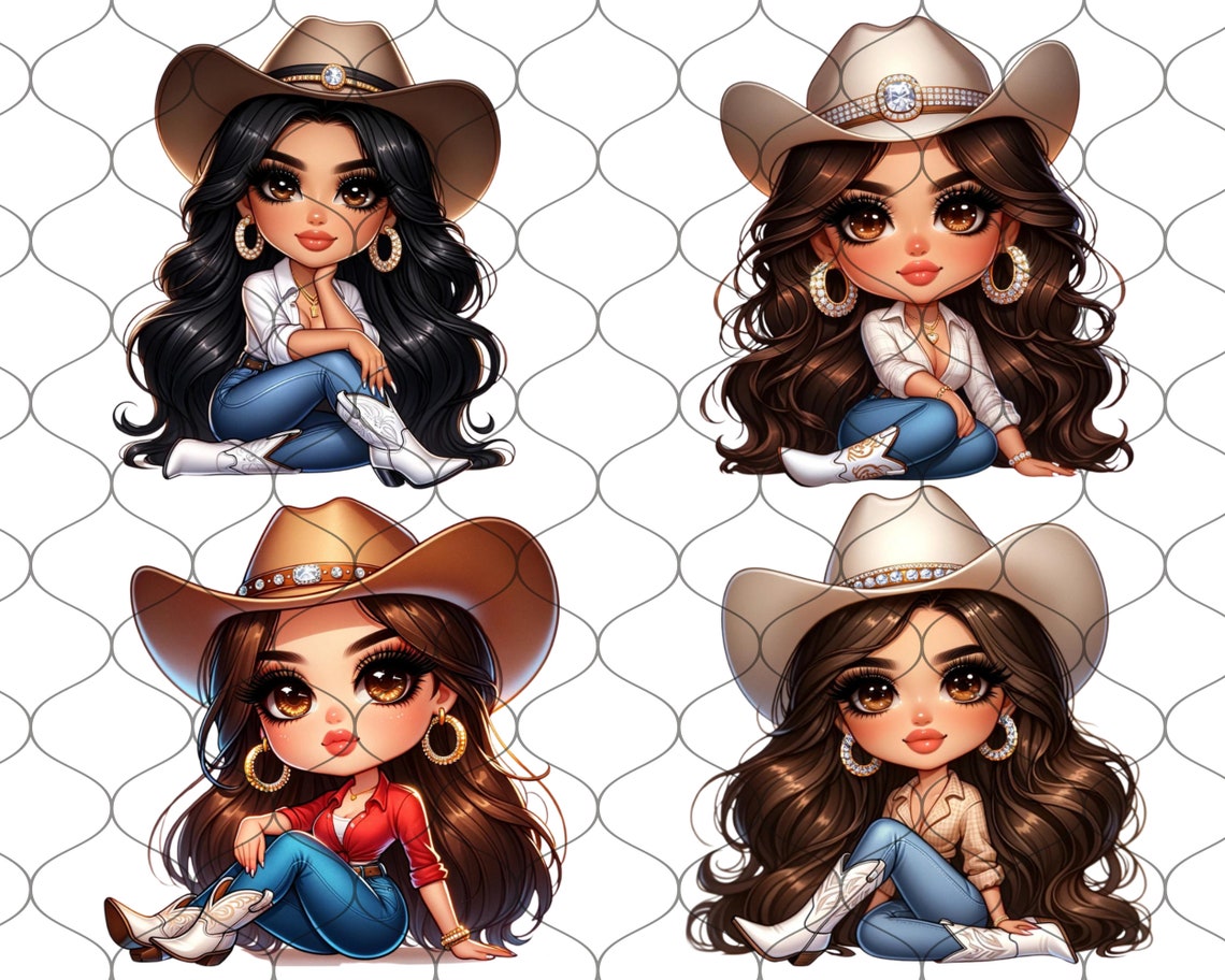 Chibi Latina Cowgirl, 26 Png, Western Girl Png, Cowgirl Png,country ...
