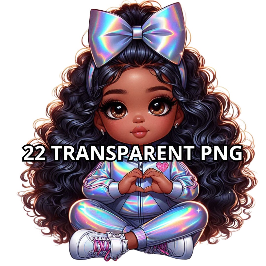 Chibi Cute Black Baby Girl Png, 22 PNG, Black Girl Clipart, Little ...