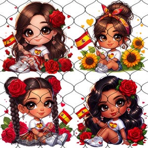 Chibi Super Cute Spanish Baby Girl Png, 20 Png, Spain Png, Chibi ...
