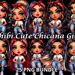Chibi Cute Chicana Girl, 25 PNG, Chicana Clipart, Chibi Dolls Png ...