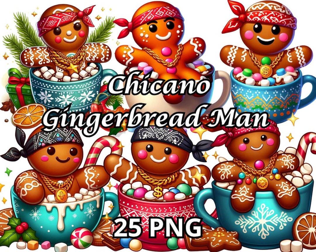 Chicano Gingerbread Man, 25 Png, Chicano Png, Latino Png, Gingerbread ...