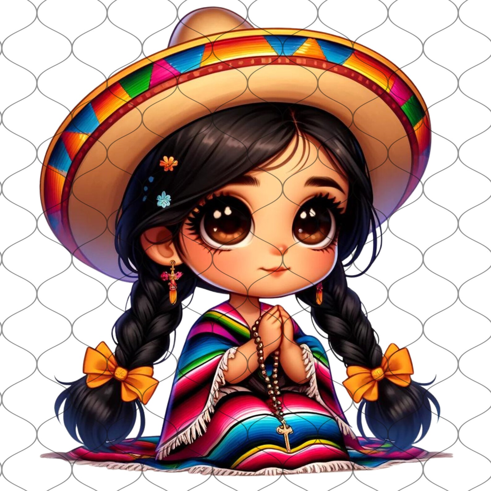 Super Cute Chibi Mexican Girl Clipart, 11 PNG, Latina Princess Clipart ...