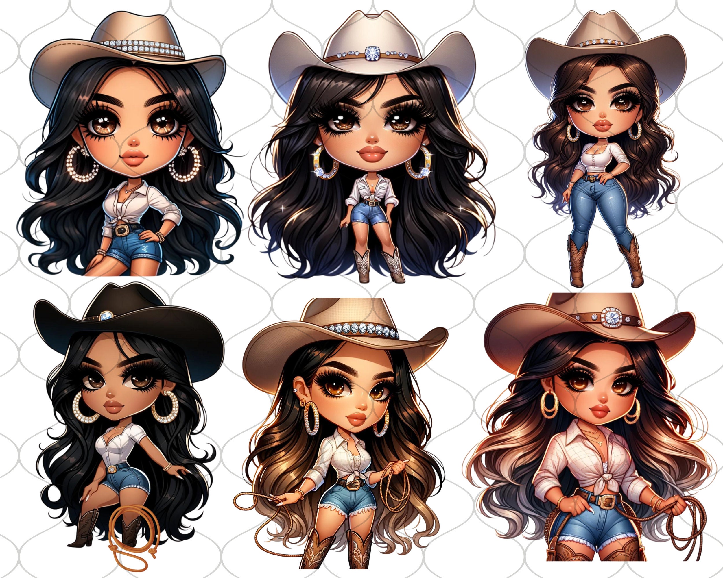 Gorgeous Chibi Latina Cowgirl, 50 Png, Western Girl Png, Cowgirl Png ...