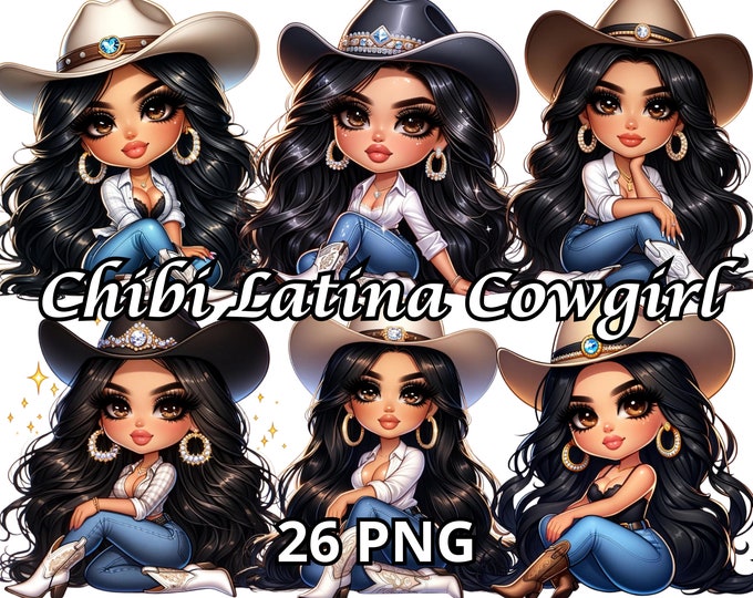Chibi Latina Cowgirl, 26 Png, Western Girl Png, Cowgirl Png,country ...