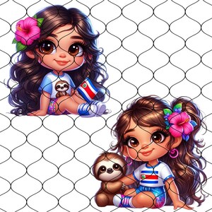 Chibi Cute Costa Rican Baby Girl Clipart, 20 Png, Costa Rican Girl Png ...