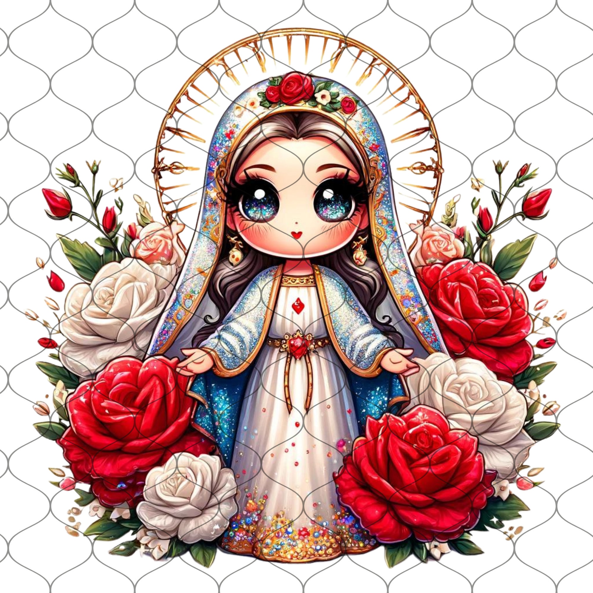 Chibi Cute Diamond Our Lady, 12 Png, Virgin Mary Png, Mother of God ...