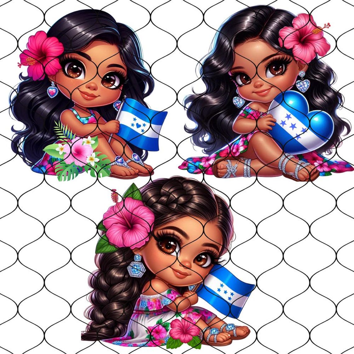 Chibi Cute Honduran Baby Girl Png, 20 Png, Honduras Girl Png, Latina ...