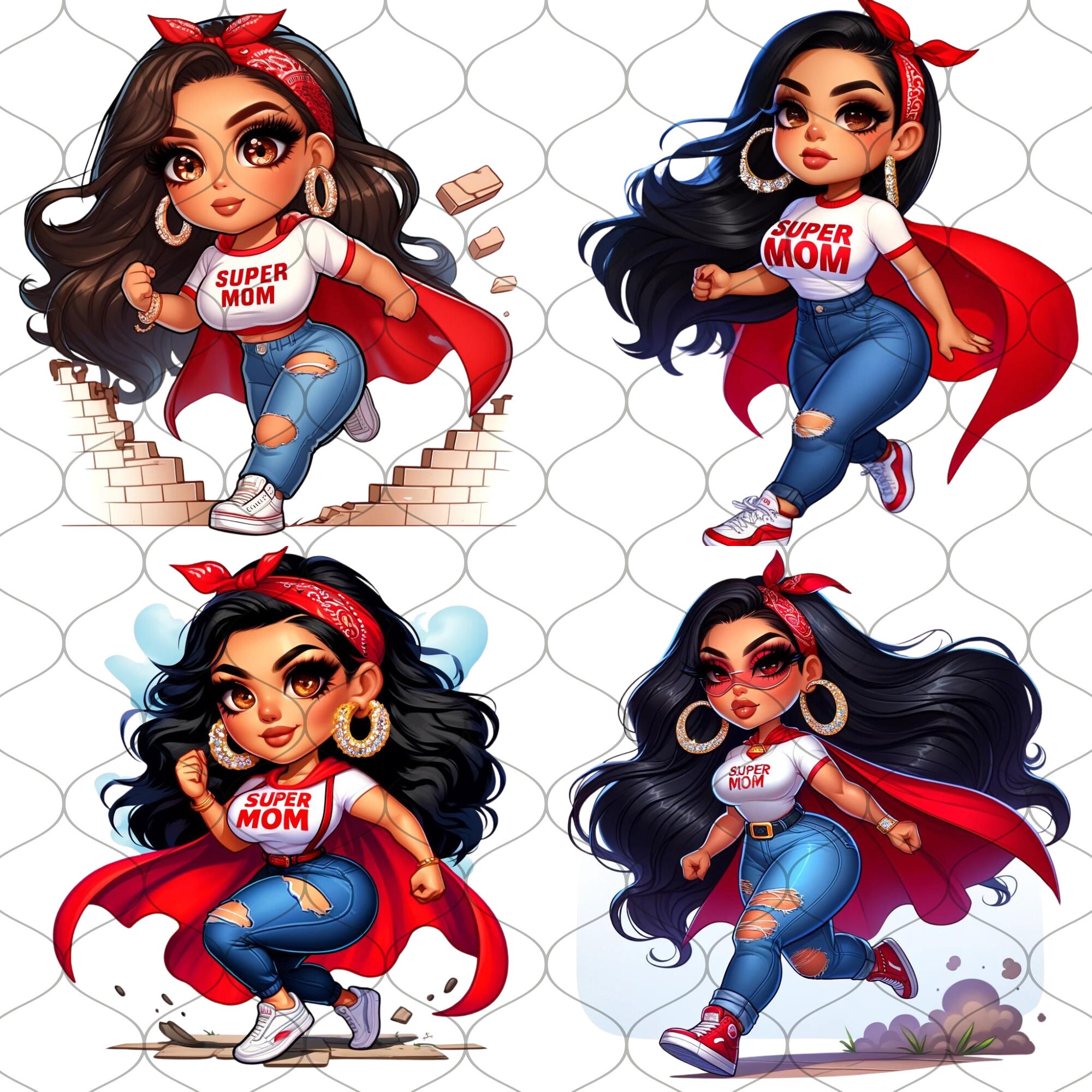Chibi Super Mom Png, 12 Png, Chicano Woman Png, Latina Woman Png ...