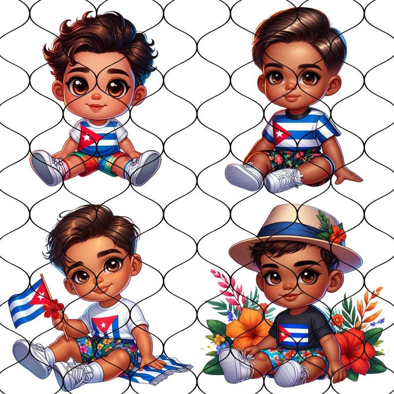 Chibi Cute Cuban Baby Boy Clipart, 25 PNG, Cuban Boy Png, Cuba Png ...
