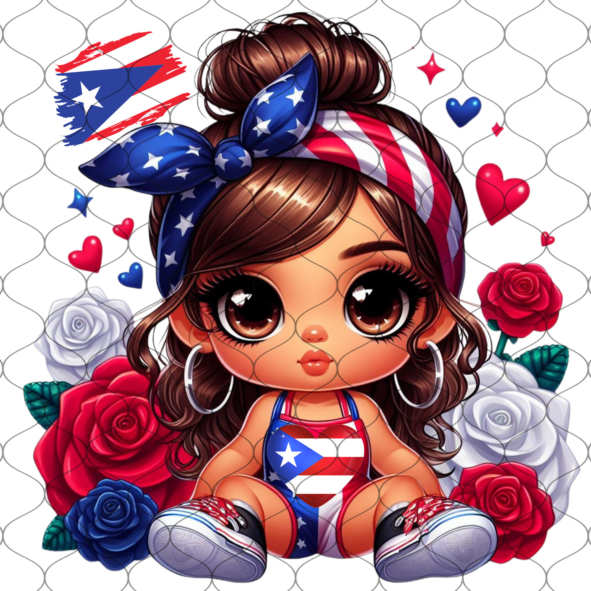Chibi Cute Puerto Rican Baby Girl Png, 15 Png, Puerto Rico, Chibi Girl ...