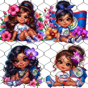 Chibi Cute Belizean Baby Girl Clipart, 30 PNG, Chibi Belizean Girl ...