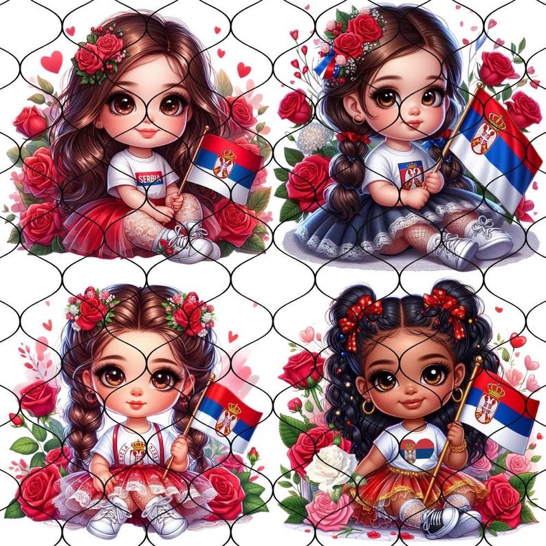 25 PNG Chibi Cute Serbian Baby Girl Set 1, Serbia Png, Serbian Girl ...