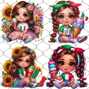 Chibi Cute Italian Baby Girl Clipart, 30 PNG, Italy Png, Italy Flag Png ...