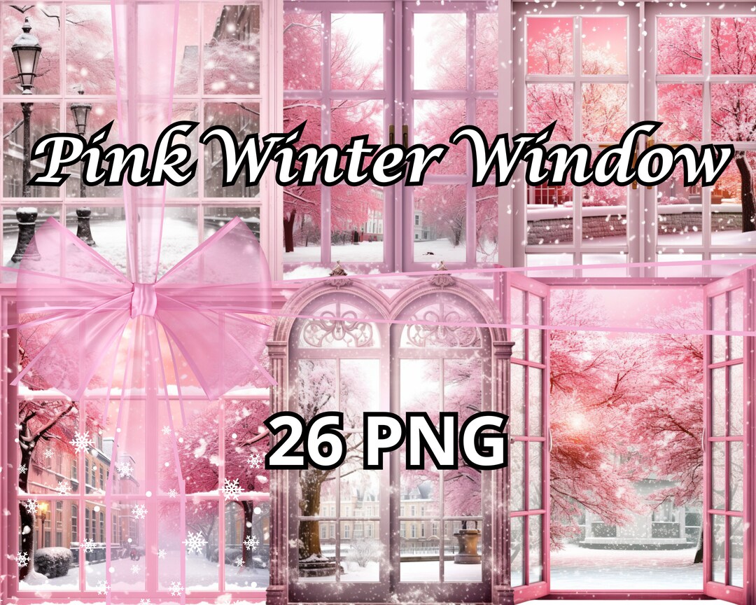 Pink Winter Window, 26 PNG, Winter Clipart, Window Clipart, Home ...