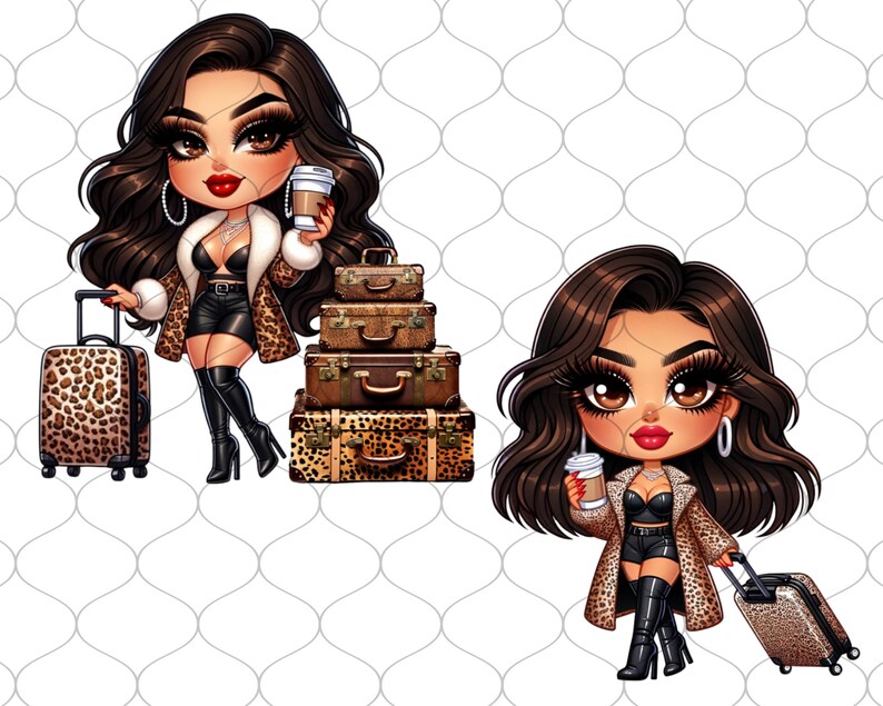 Chibi Travel Latina, 18 PNG, Chibi Style, Travel Girl Clipart, Girls ...