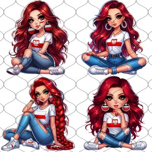 Gorgeous Red Hair Chibi Girl-poland, 30 PNG, Polish Girl Png, Poland ...