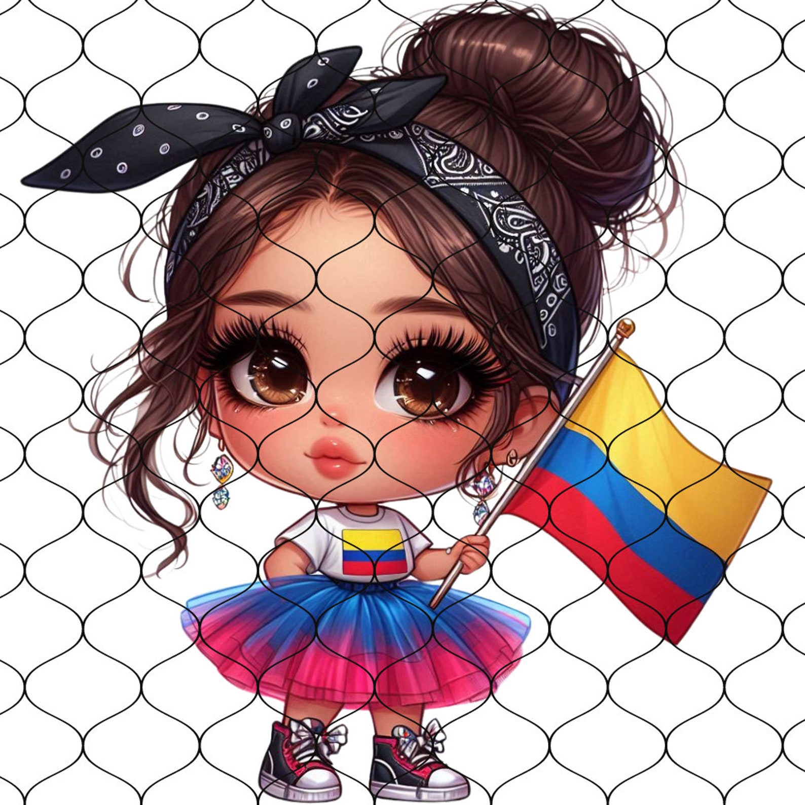 Chibi Cute Colombian Baby Girl Png, 20 Png, Colombian Girl, Proud ...