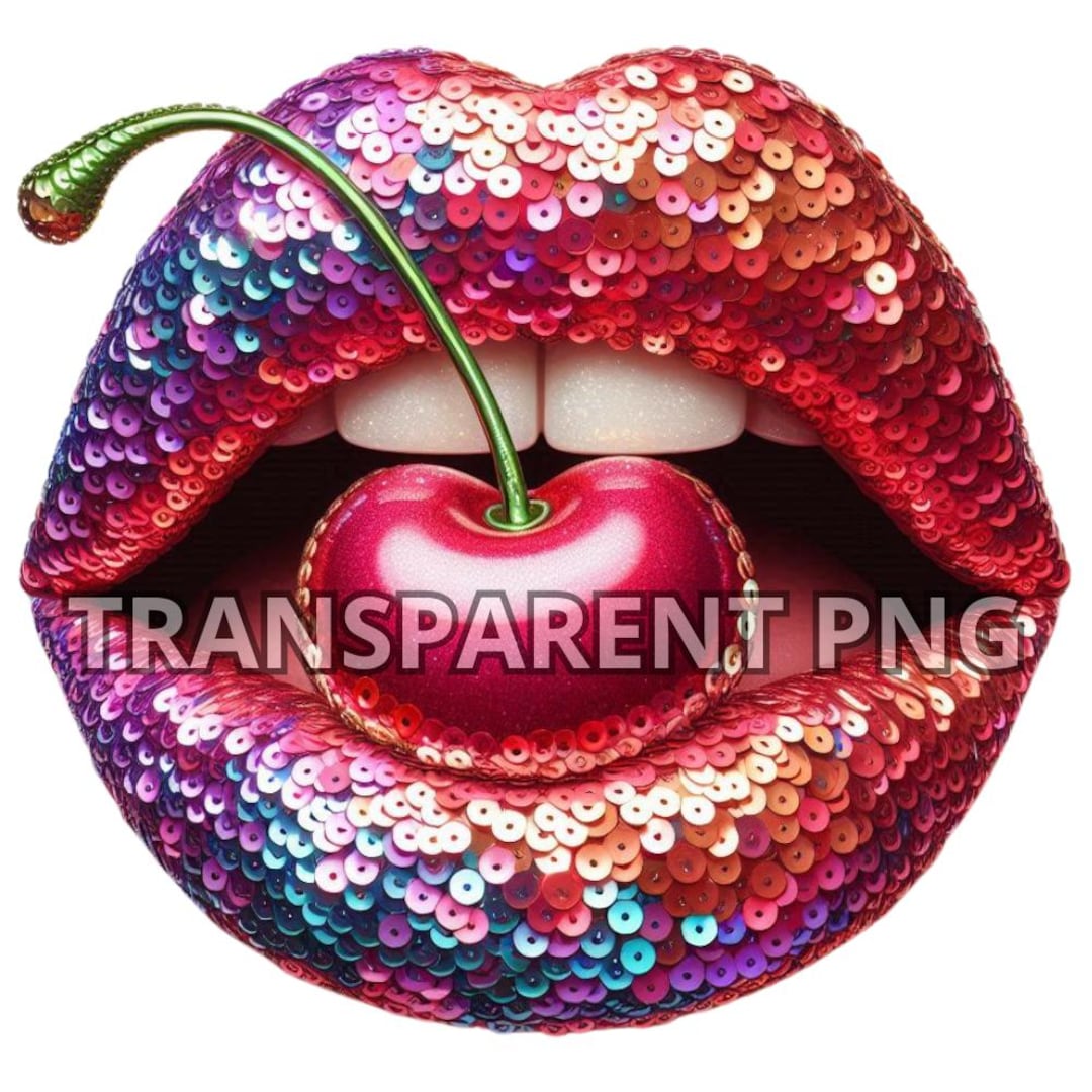 Sequined Lips Png, TRANSPARENT PNG, Sublimation Lips, Cherries Png ...