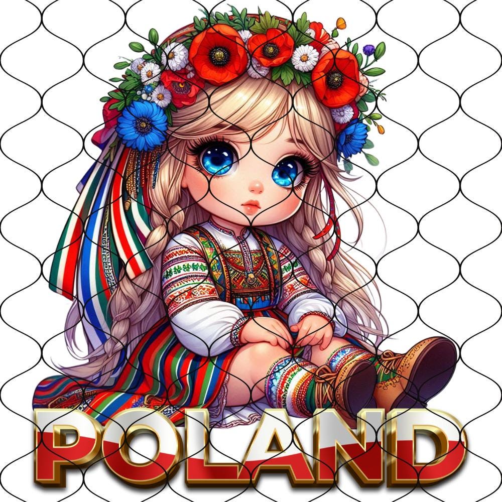 Chibi Cute Polish Blonde Baby Girl Clipart, 25 PNG, Poland Png, Polish ...