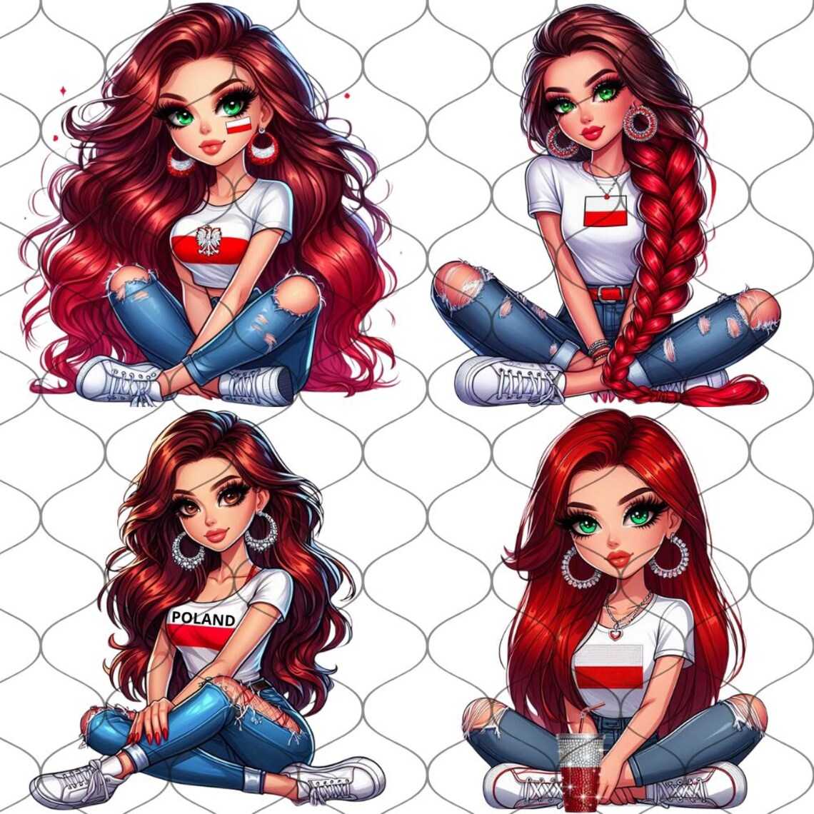 Gorgeous Red Hair Chibi Girl-poland, 30 PNG, Polish Girl Png, Poland ...
