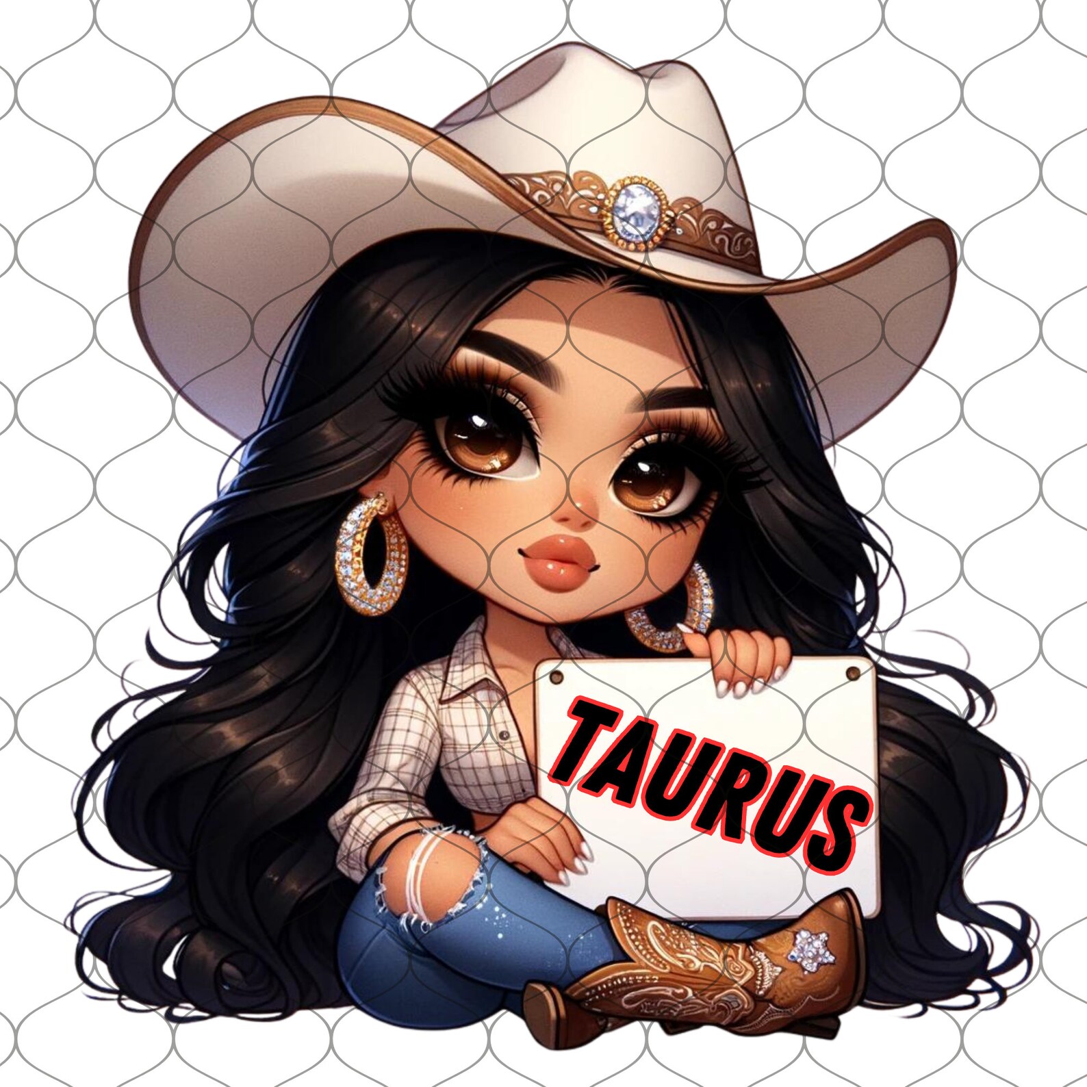 Chibi Latina Zodiac Girl Png, 12 Png, Chibi Latina Cowgirl, Western ...