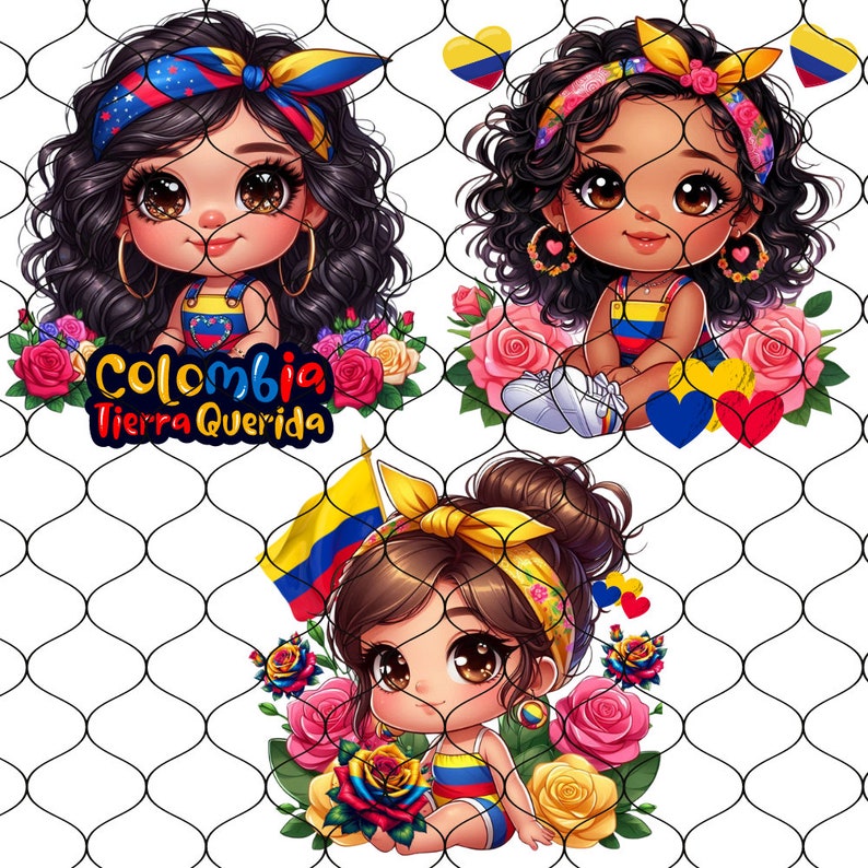 Chibi Cute Colombian Baby Girl Png, 20 Png, Colombian Girl, Proud ...