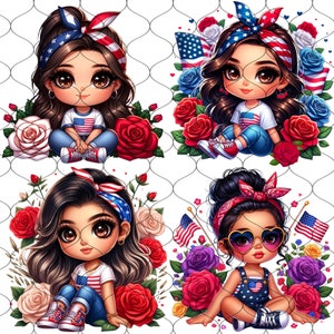 20 Chibi Cute Chicana Girl Independence Day Png, 4th July Png ...