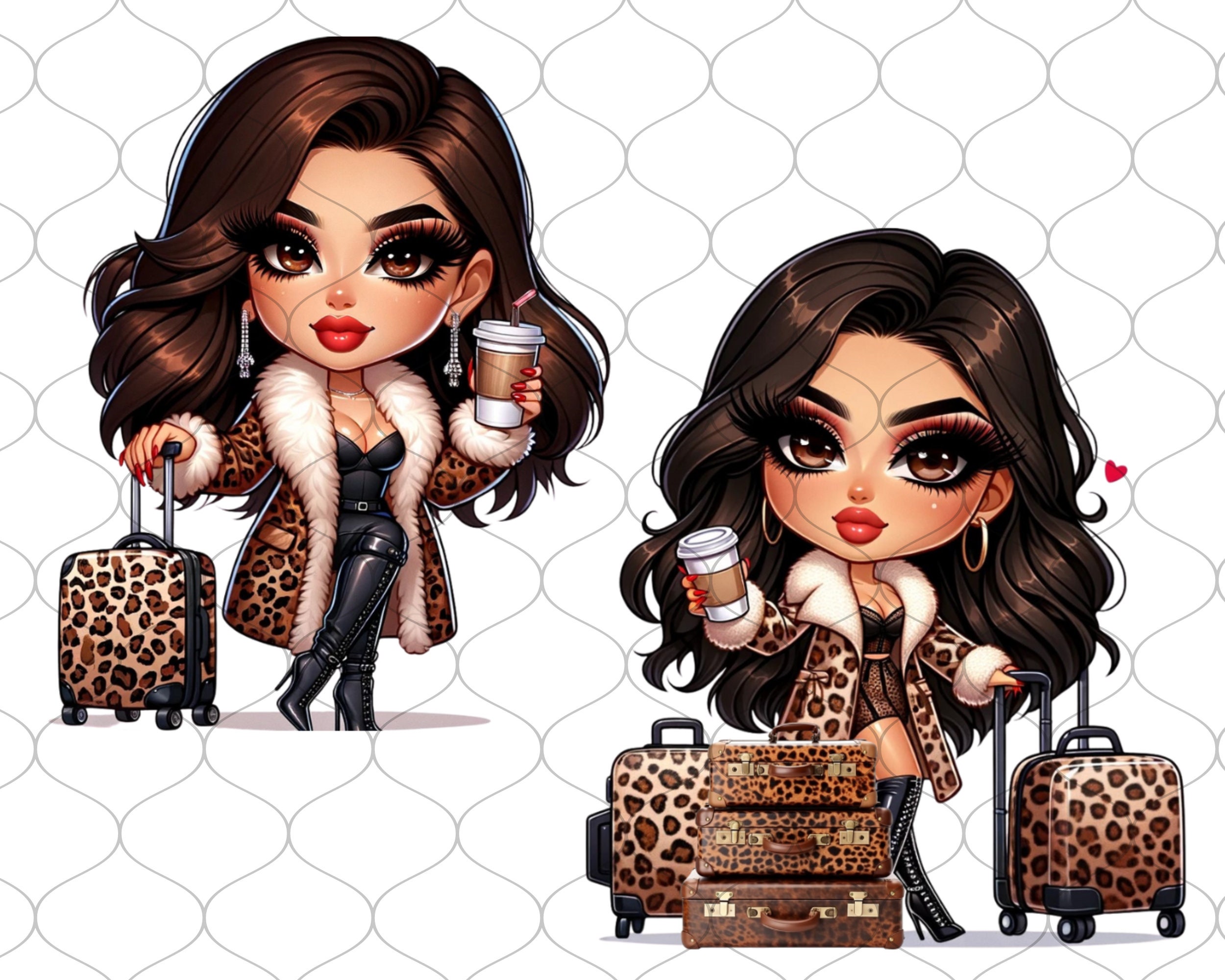 Chibi Travel Latina, 18 PNG, Chibi Style, Travel Girl Clipart, Girls ...