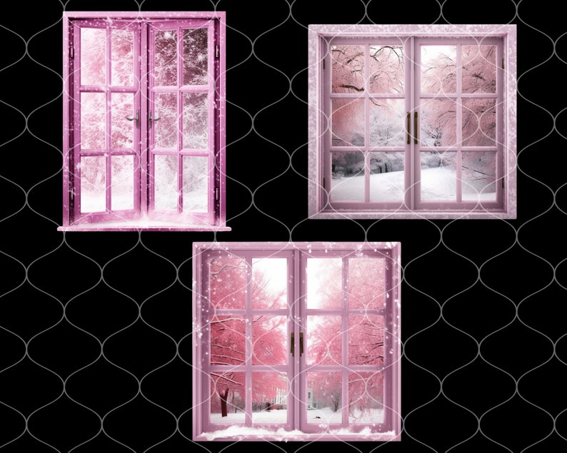 Pink Winter Window, 26 PNG, Winter Clipart, Window Clipart, Home ...