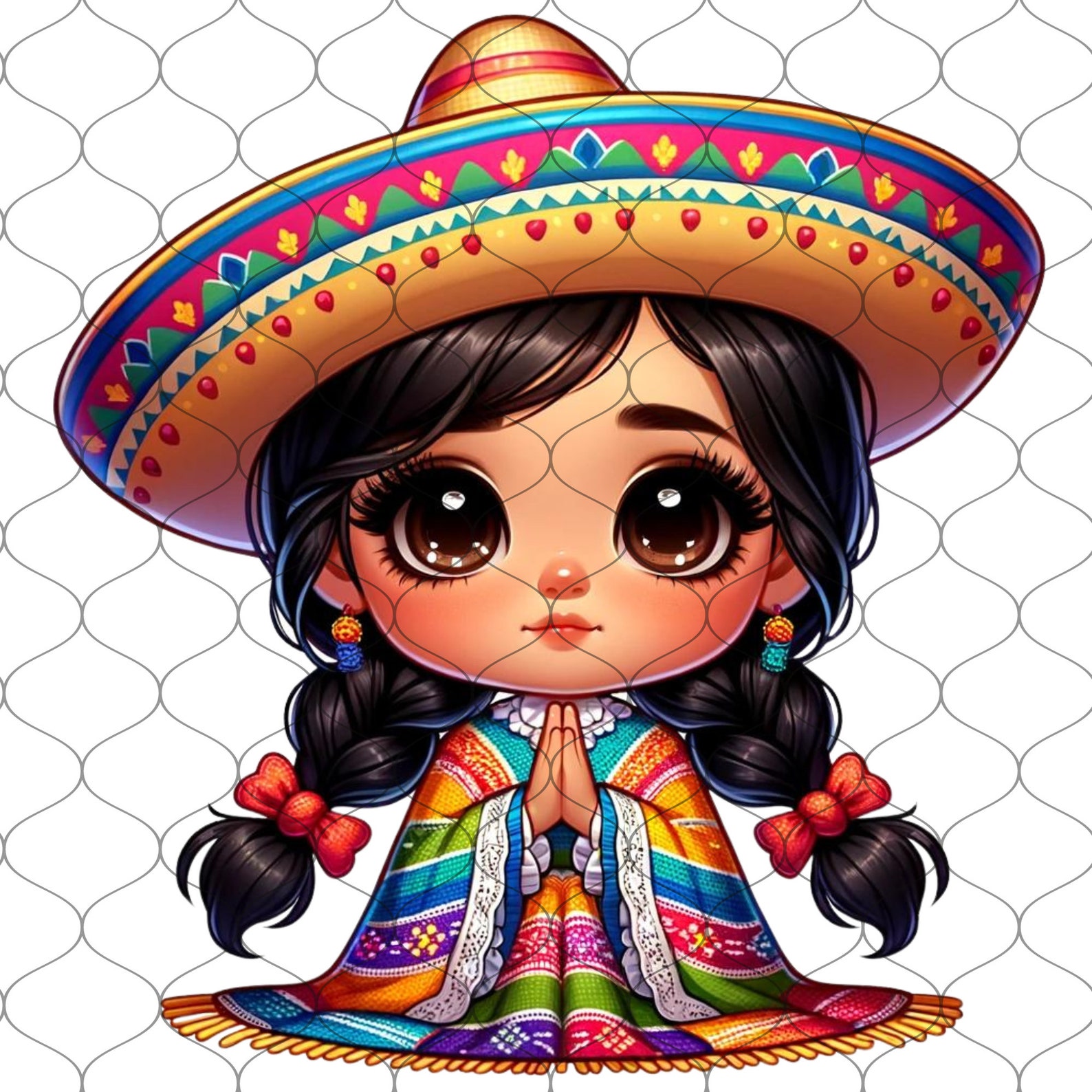 Super Cute Chibi Mexican Girl Clipart, 11 PNG, Latina Princess Clipart ...