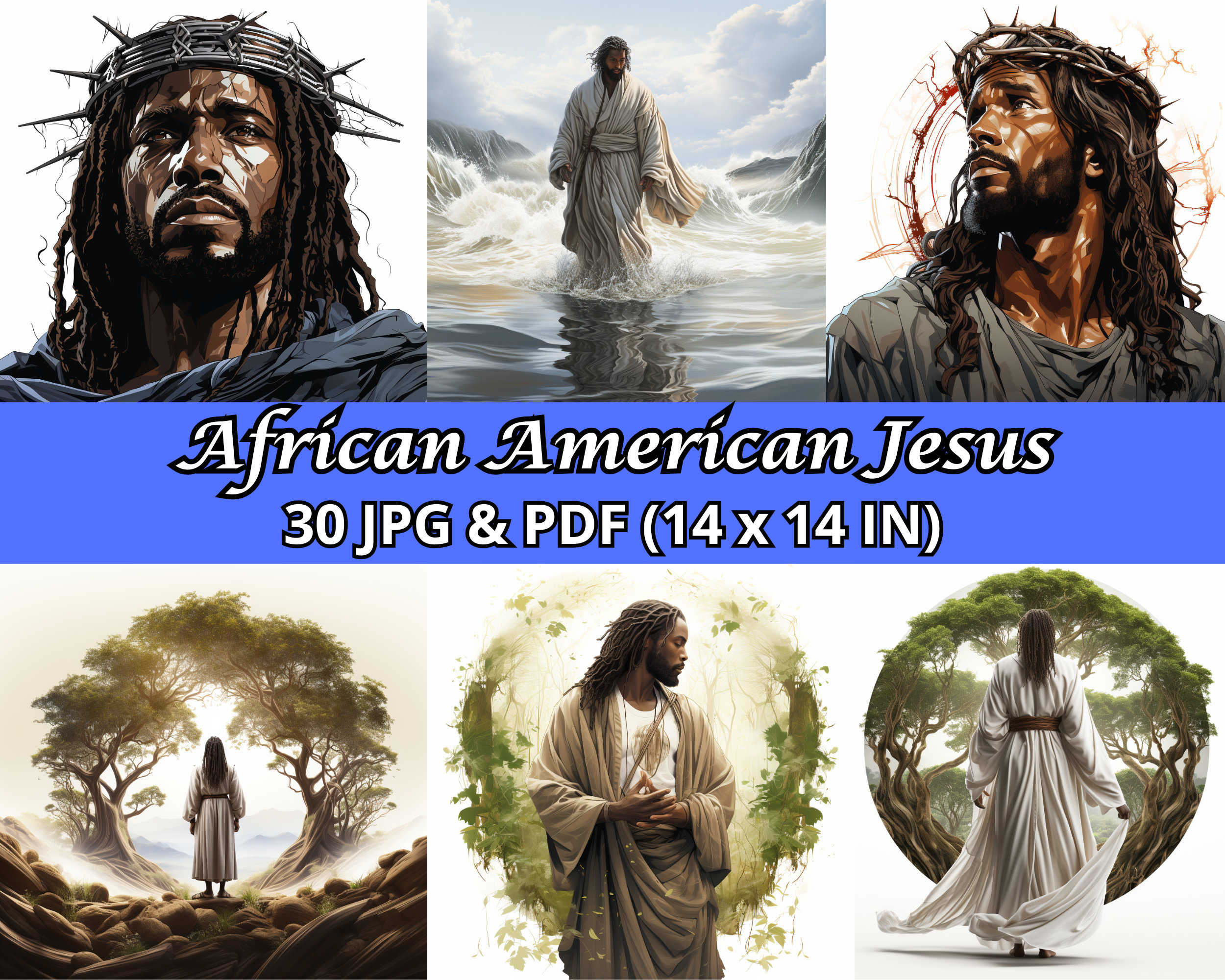 30 African American Jesus, JPG PDF 14 INCHES, Black Jesus, Christian ...