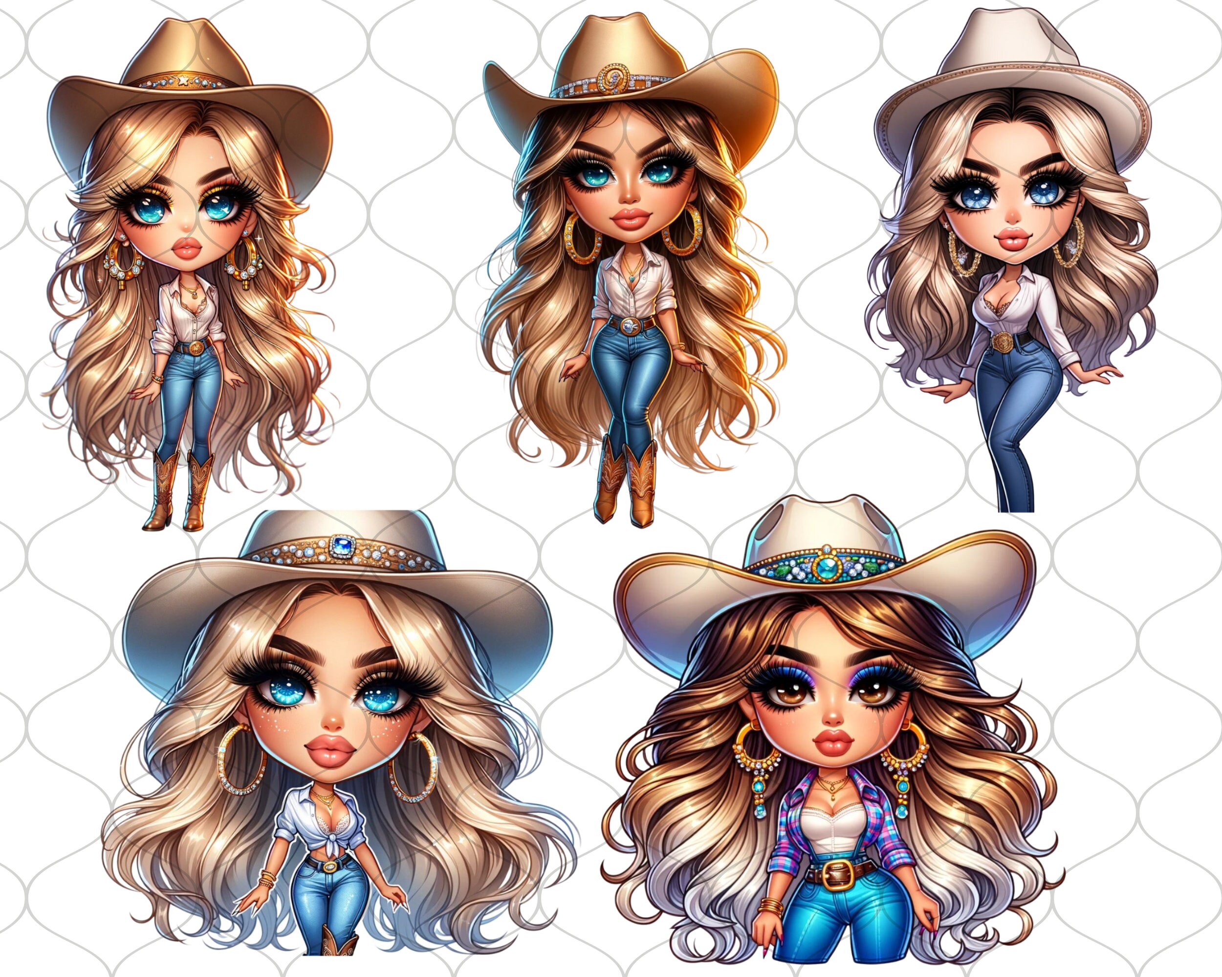 Gorgeous Chibi Latina Cowgirl, 50 Png, Western Girl Png, Cowgirl Png ...