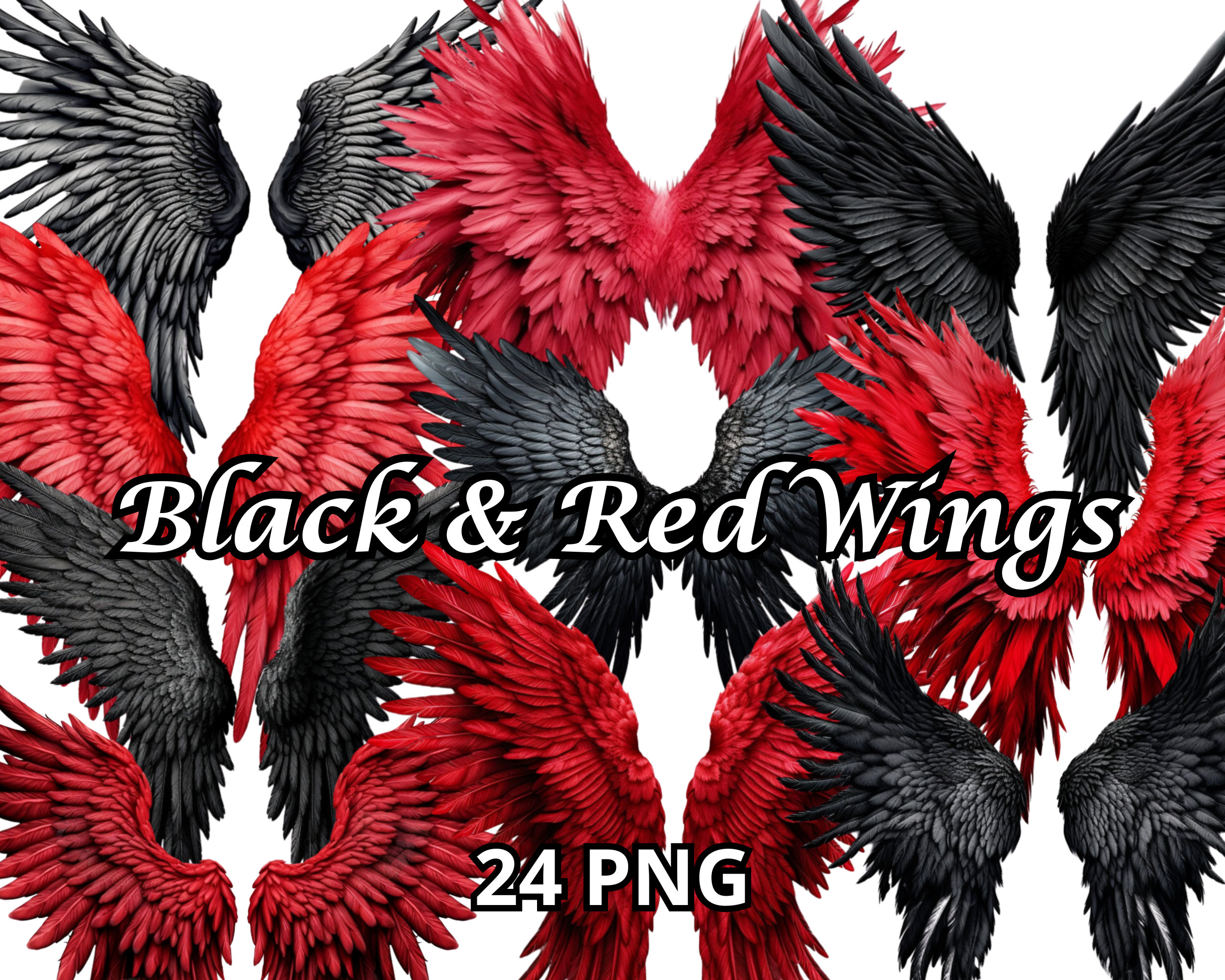 Black & Red Wings, 24 PNG, Angel Wings Clipart, Wings Clipart, Heaven ...
