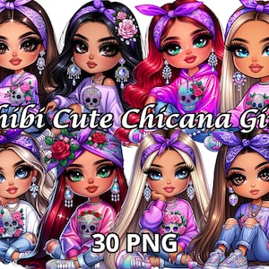 Chibi Cute Chicana Girl, 30 PNG, Chicana Clipart, Chibi Dolls Png ...