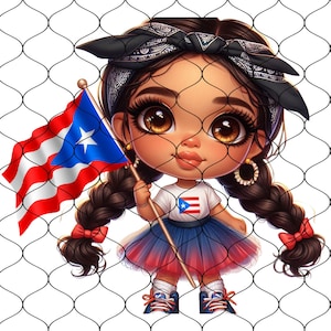 Chibi Cute Puerto Rican Baby Girl Png, 20 Png, Puerto Rican Png, Chibi ...