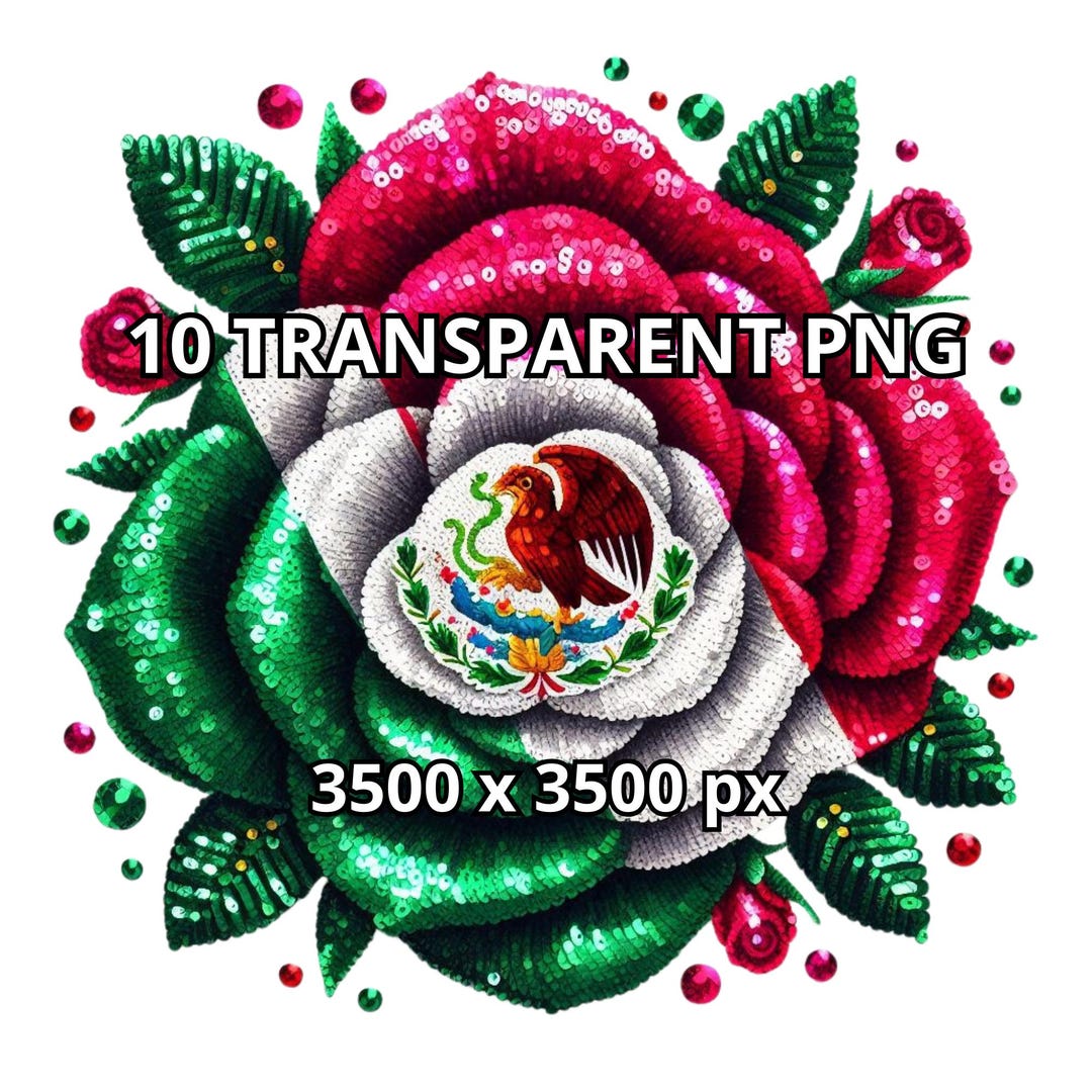 10 Mexican Embroidered Glitter Sequin Roses Png, Mexican Rose Png ...