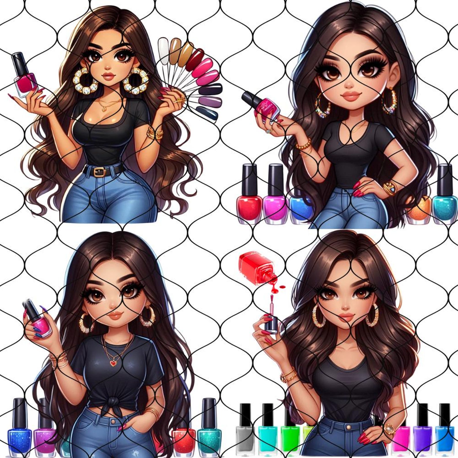 20 Chibi Dark Hair Nail Stylist, Nail Technician, Nail Tech, Nail ...