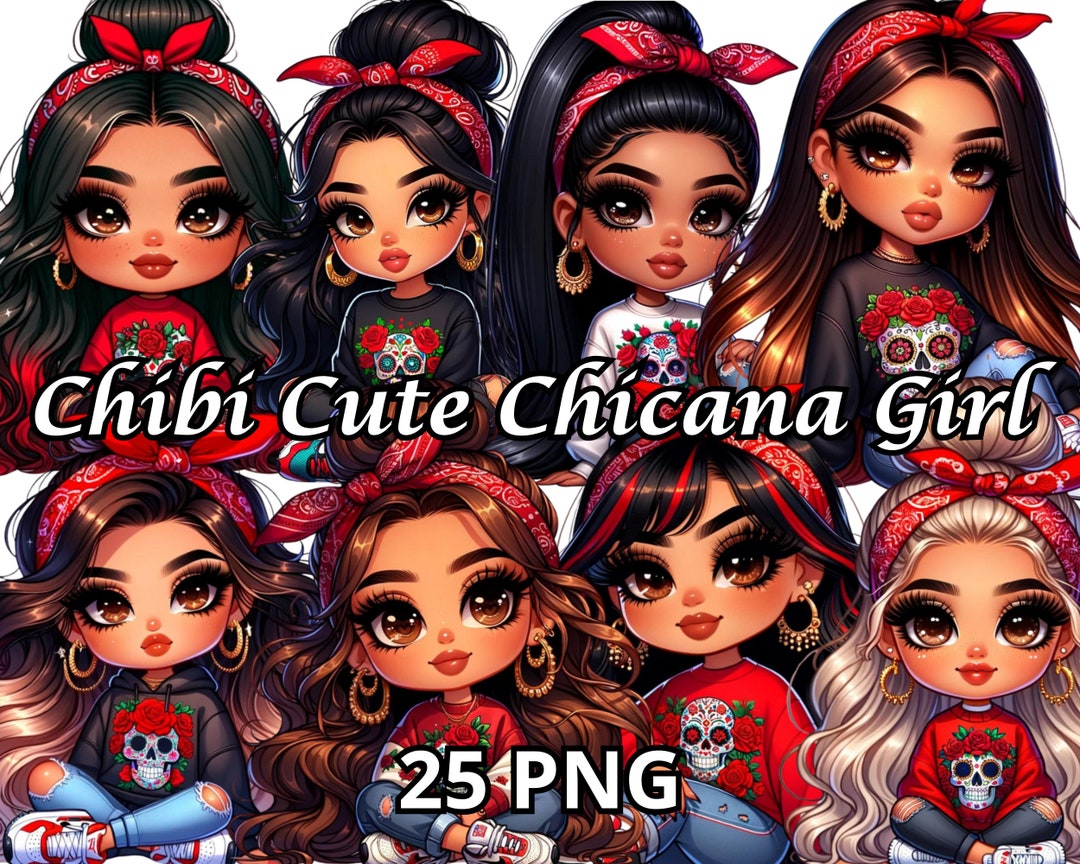 Chibi Cute Chicana Girl, 25 PNG, Chicana Clipart, Chibi Dolls Png ...