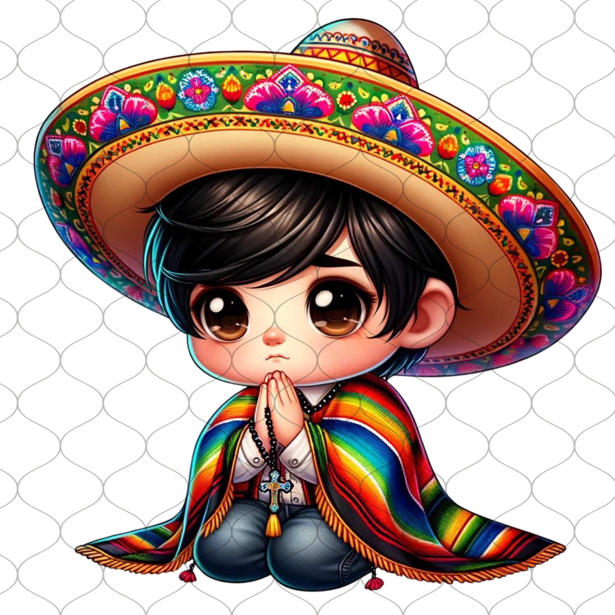 Super Cute Chibi Mexican Boy Clipart, 12 PNG, Mexico Cliparts, Latino ...