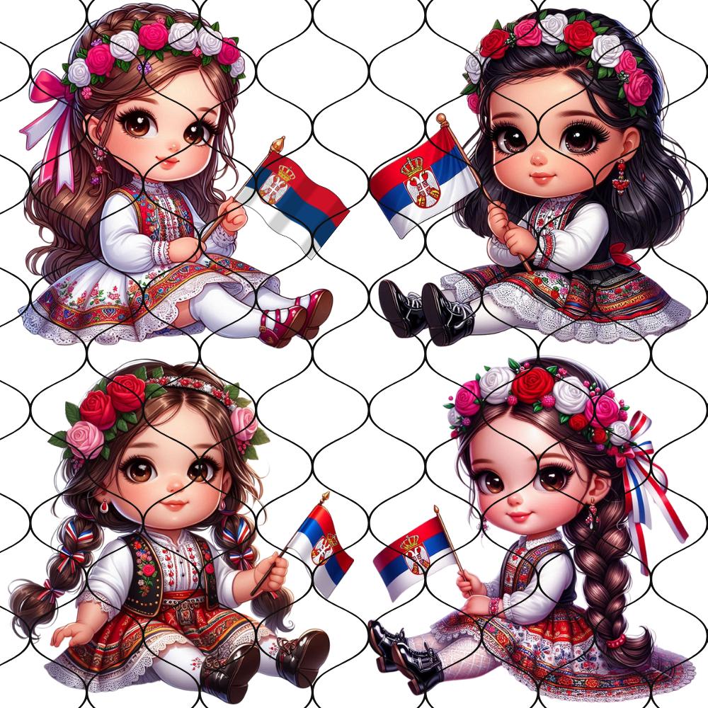 25 PNG Chibi Cute Serbian Baby Girl Set 2, Serbia Png, Serbian Girl ...