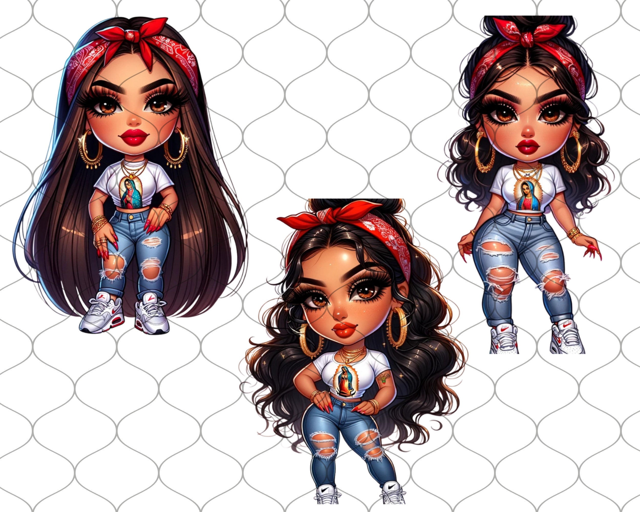 Chibi Cute Chicana Girl, 25 PNG, Chicana Clipart, Chibi Dolls Png ...