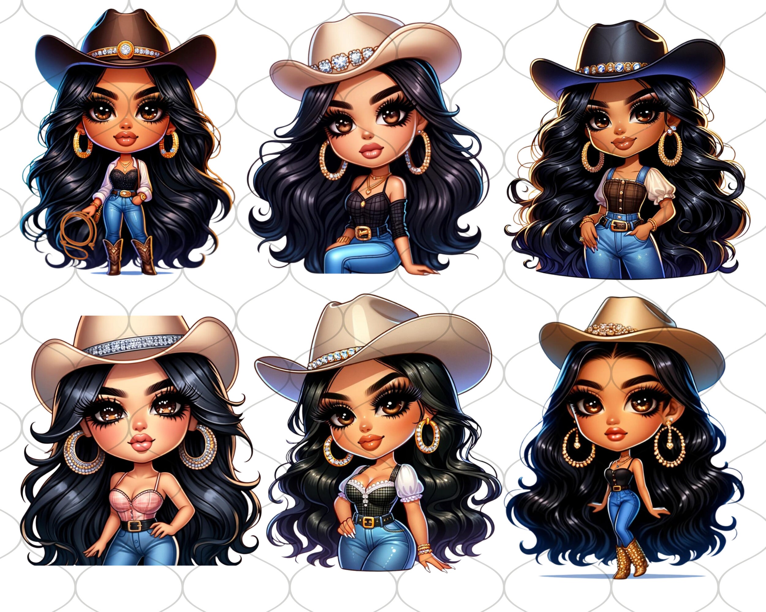 Gorgeous Chibi Latina Cowgirl, 50 Png, Western Girl Png, Cowgirl Png ...