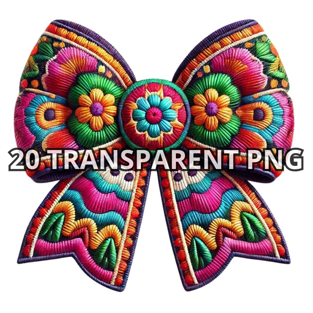 20 Mexican Embroidered Bows Png, Mexicana Png, Chicana Png, Latina ...