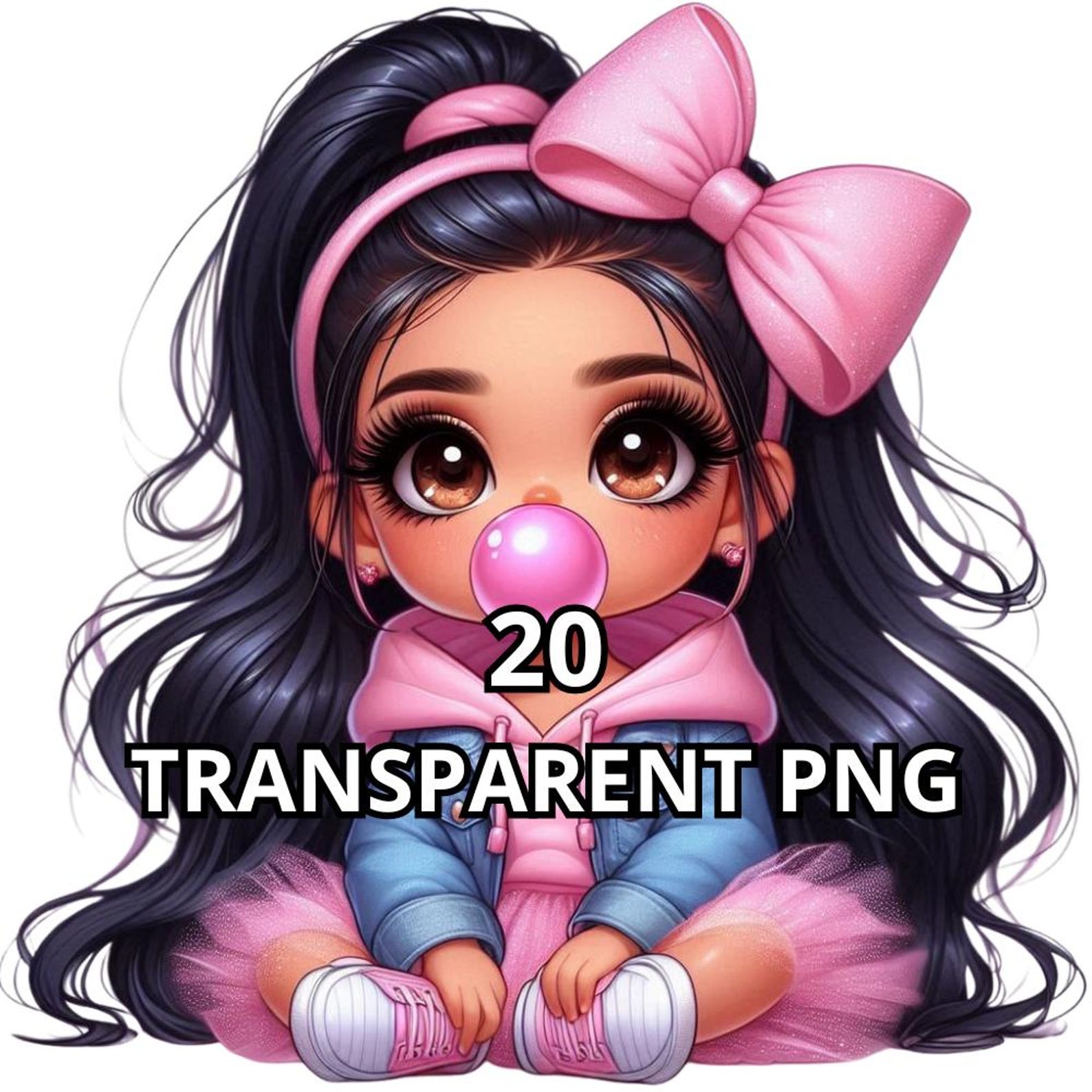 Chibi Super Cute Latina Baby Girl, 20 PNG, Latina Princess Clipart ...