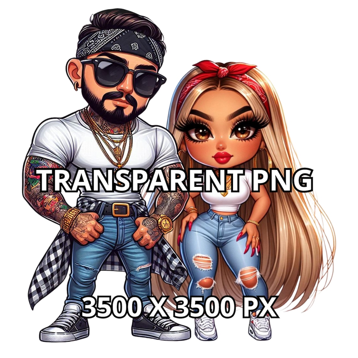 Chibi Chicano Couple Clipart, TRANSPARENT PNG, Latin Couple Png, Love ...