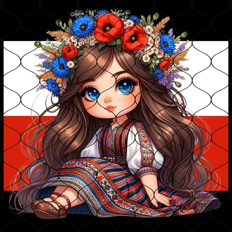 Chibi Cute Polish Brown Hair Baby Girl Clipart, 25 PNG, Poland Png ...