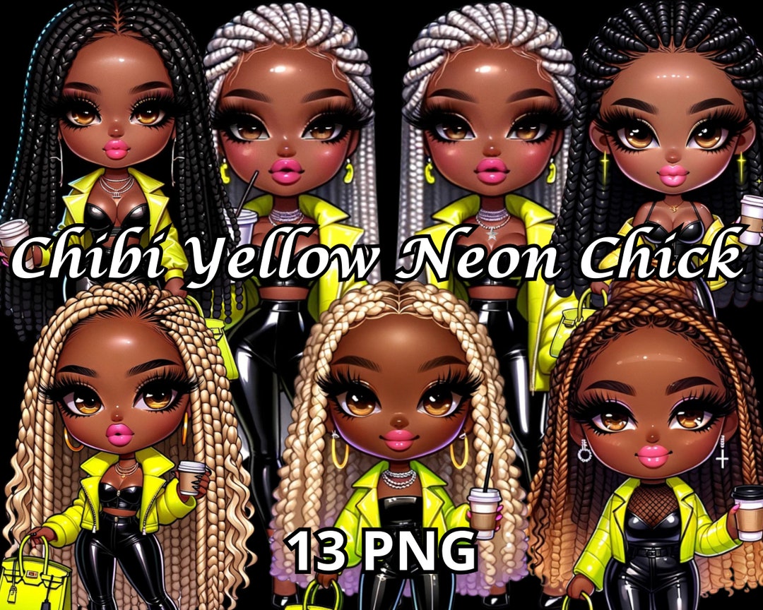 Chibi Yellow Neon Chick,13 PNG, Girl Boss Clipart, Lady Boss Clipart ...